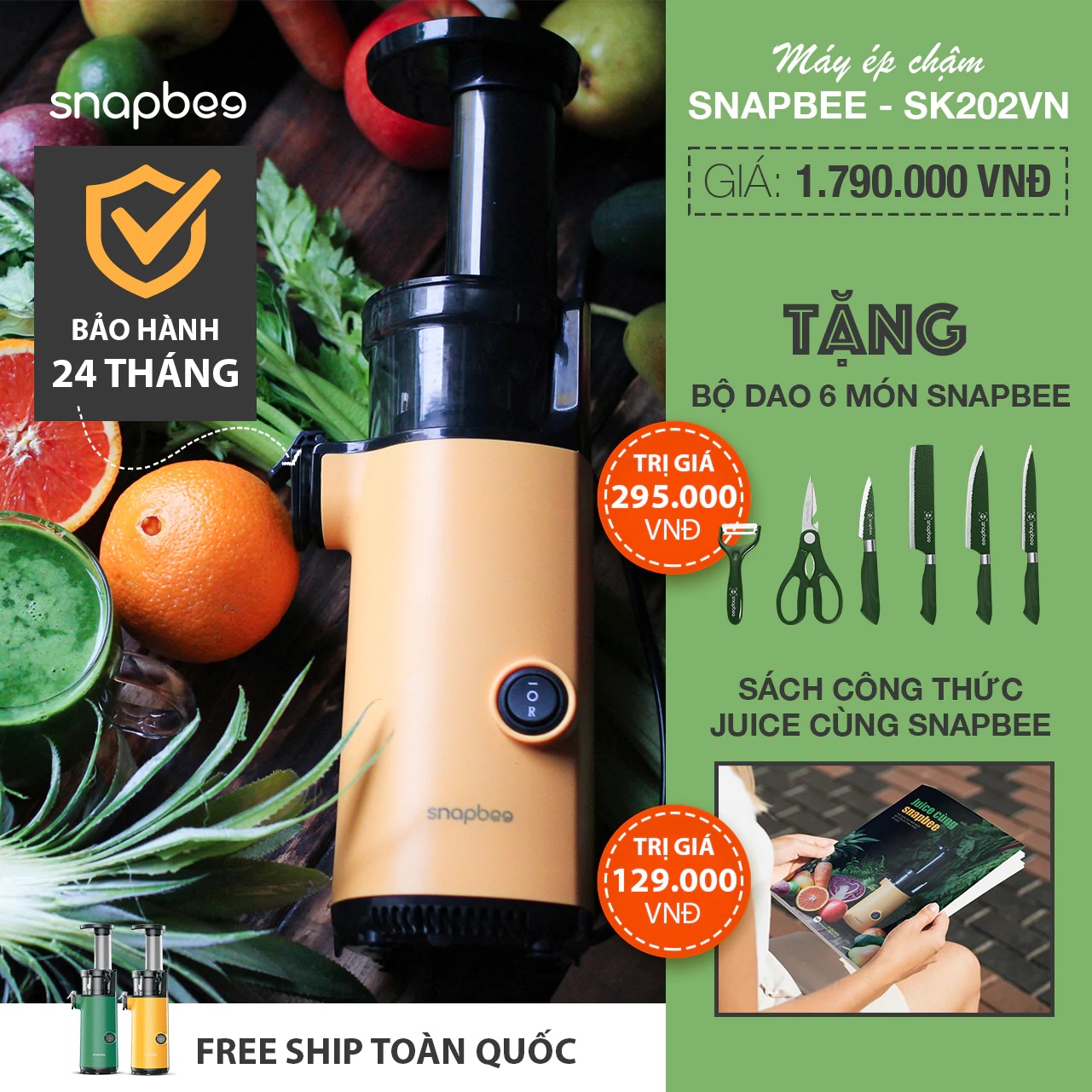 [BÁN] Máy ép chậm SnapBee SK-202 – Máy ép trái cây SnapBee SK202 Chính Hãng